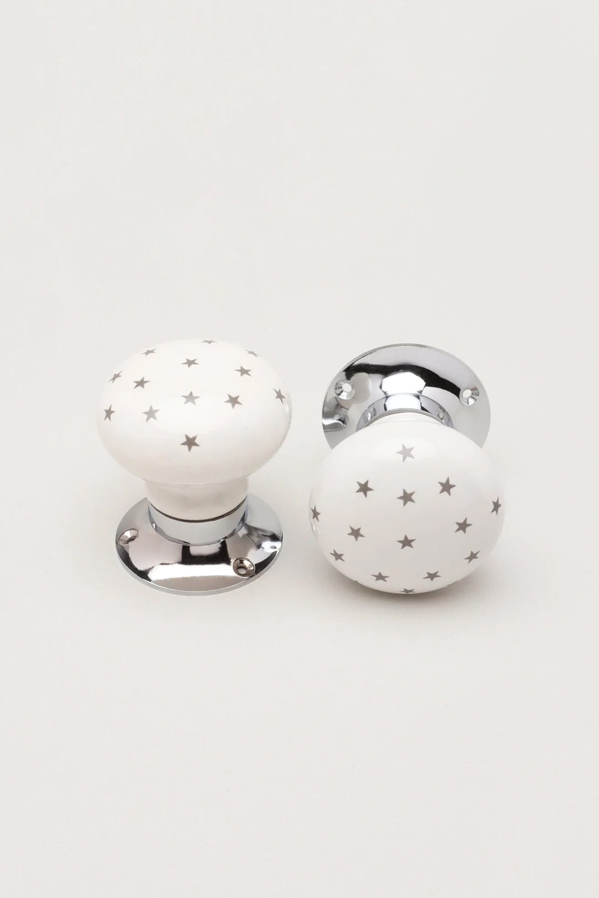 PREMIUM GREY AND WHITE STARS PRINTED MORTICE DOOR KNOBS SET – SHILPWARE