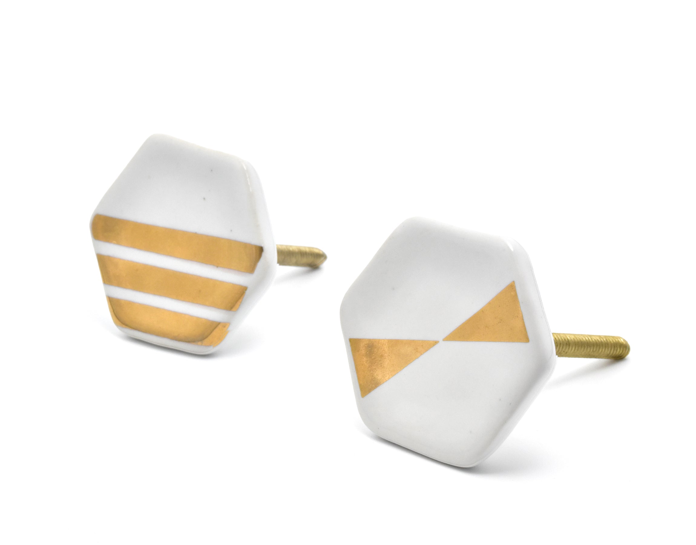 EXQUISITE WHITE GOLD CERAMIC HEXAGONAL SHAPE CERAMIC CABINET KNOBS ...