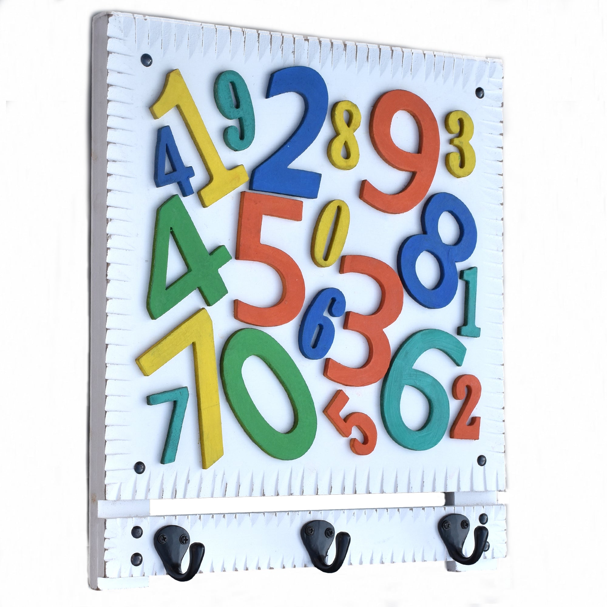 PREMIUM IRON COAT HOOK WITH NUMBERED LETTER ON WHITE WOOD BASEPLATES ...